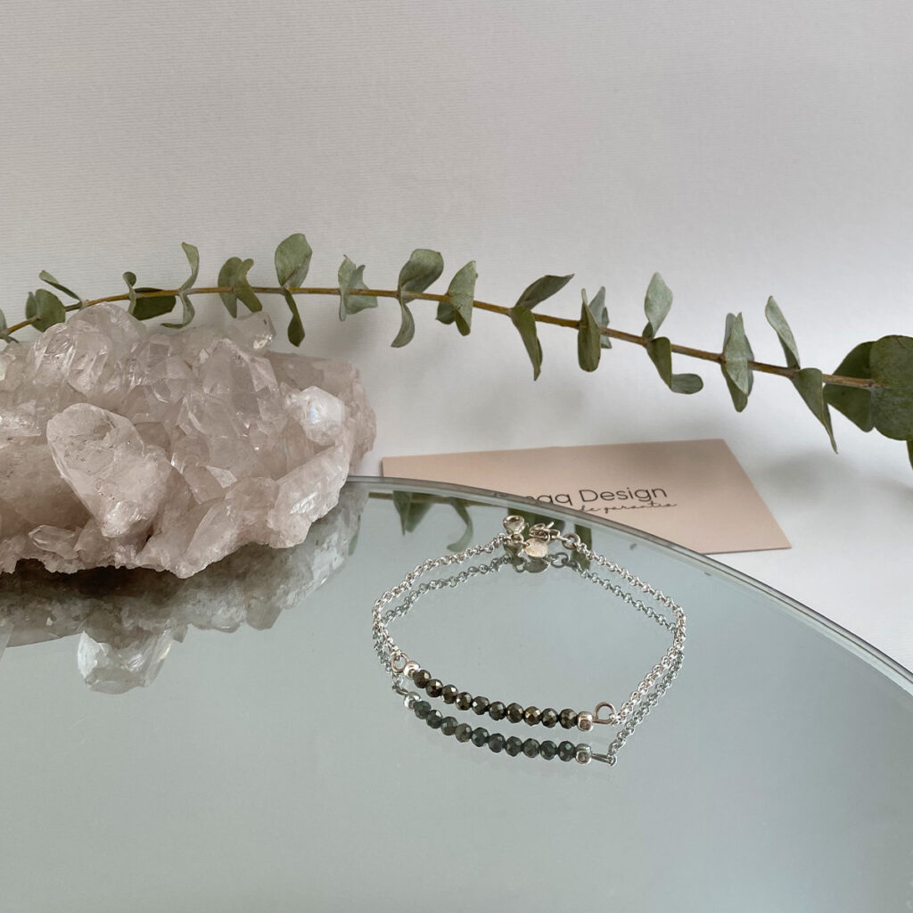Pulsera Pirita plata y piedra natural – Sumaq Design